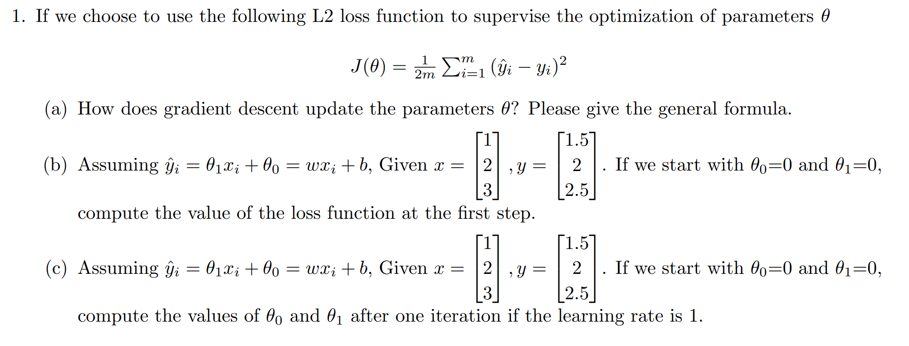 Solved J(θ)=2m1∑i=1m(y^i−yi)2 (a) How does gradient descent | Chegg.com