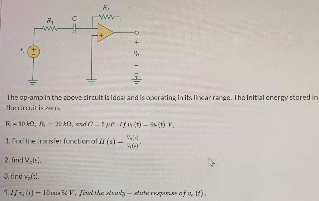 Solved Question 5 The op-amp in the above circuit is ideal | Chegg.com