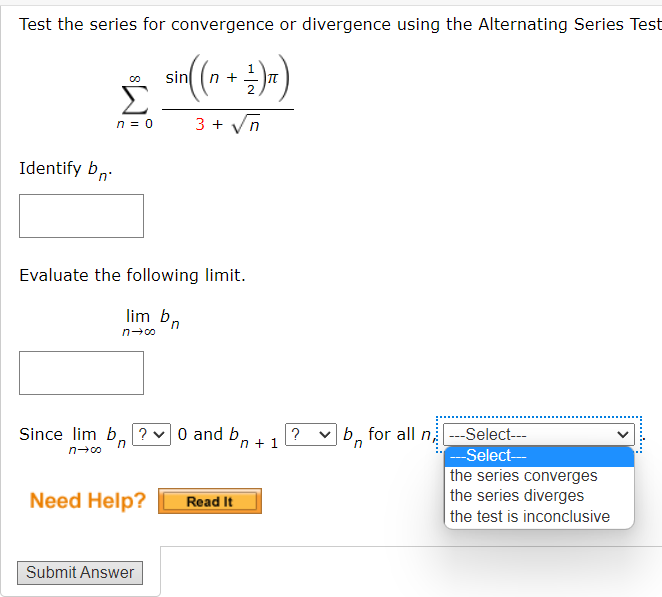 Solved Test the series for convergence or divergence using | Chegg.com