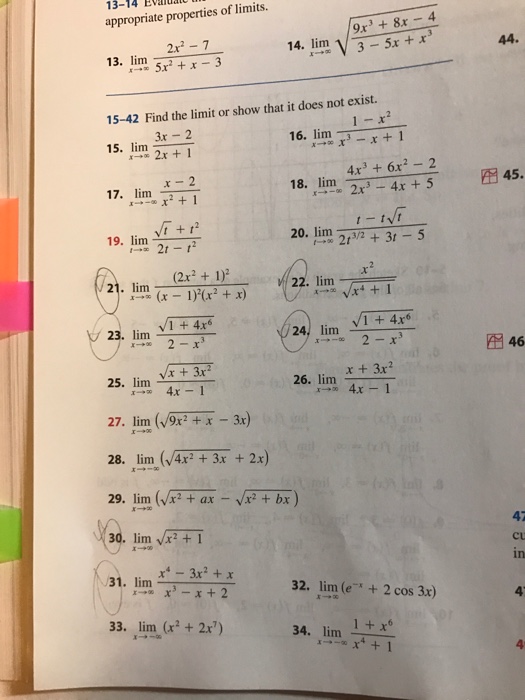 Solved Lim X Rightarrow Infinity 2x 2 7 5x 2 X 3 Lim Chegg