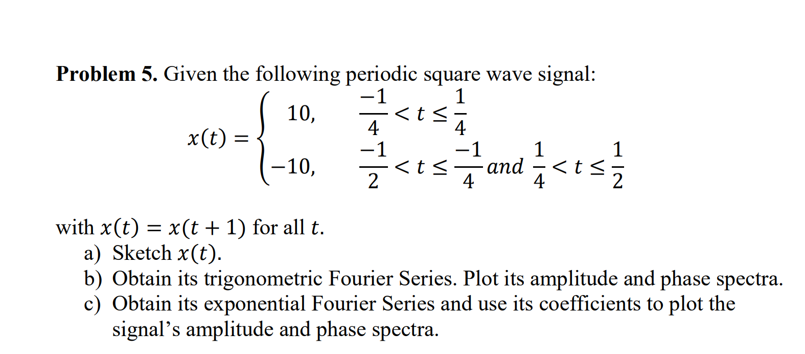 Solved Problem 5. Given the following periodic square wave | Chegg.com