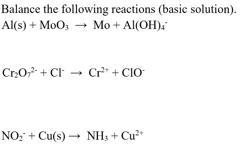 Solved Balance the following reactions (basic solution). | Chegg.com