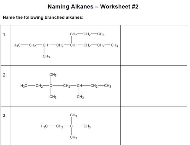 Solved Naming Alkanes - Worksheet #2 4. 5. | Chegg.com