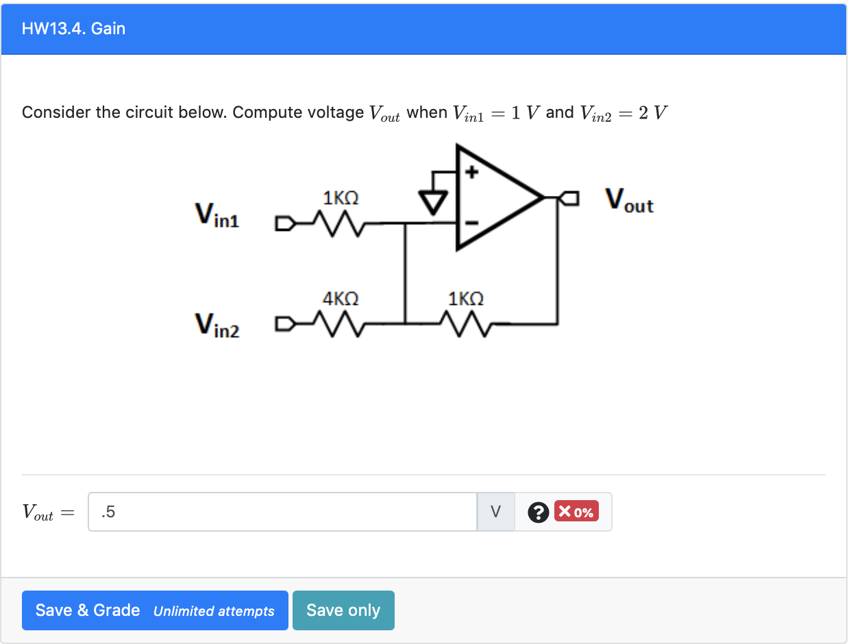 Solved HW13.4. Gain Consider the circuit below. Compute | Chegg.com