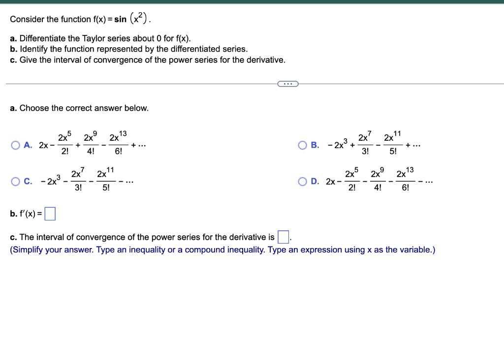 Solved Consider the function f(x)=sin(x2). a. Differentiate | Chegg.com