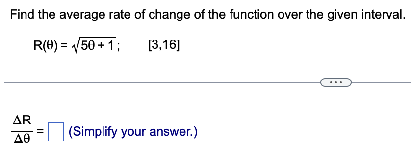 Solved Find the average rate of change of the function over | Chegg.com