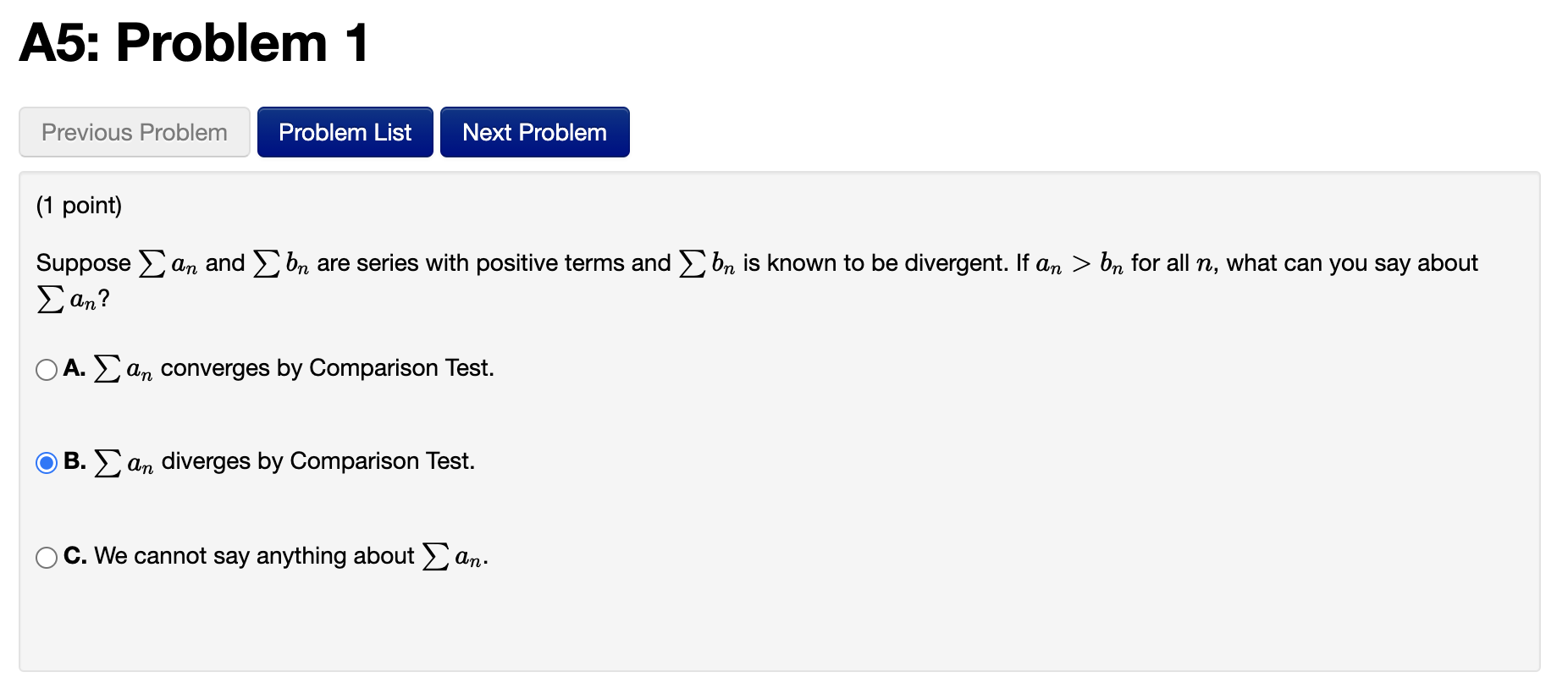 Solved A5: Problem 1 Previous Problem Problem List Next | Chegg.com