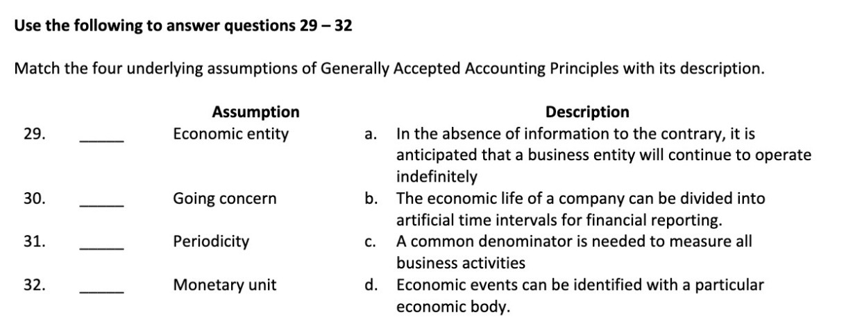 Solved Use the following to answer questions 29−32 Match the | Chegg.com