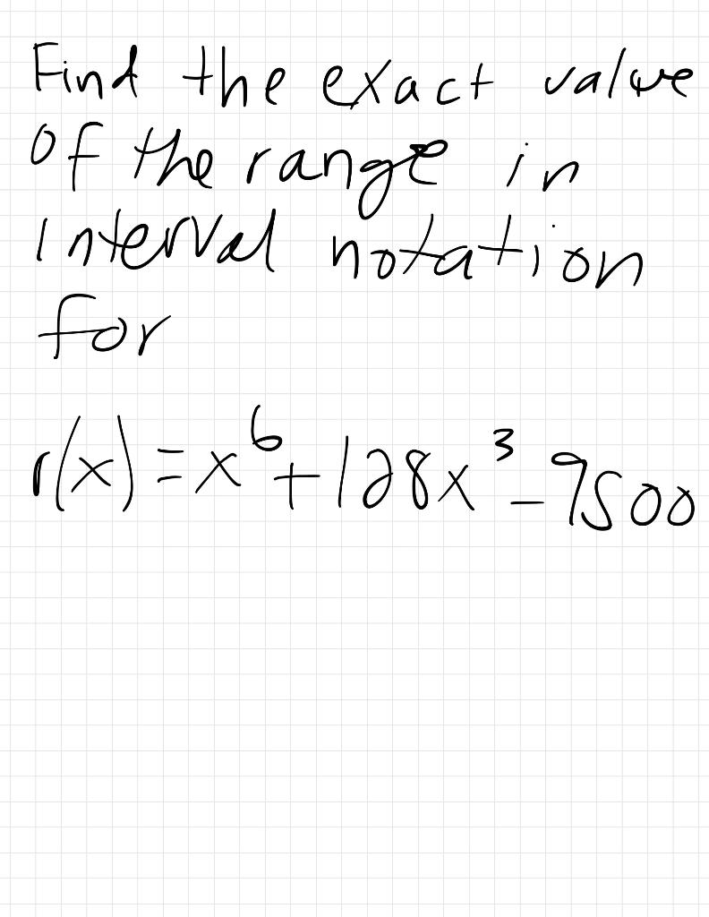 Solved Find the exact value of the range in interval | Chegg.com