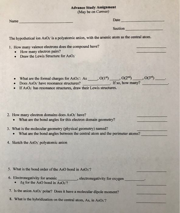 Solved Advance Study Assignment (May be on Canvas) Name Date | Chegg.com