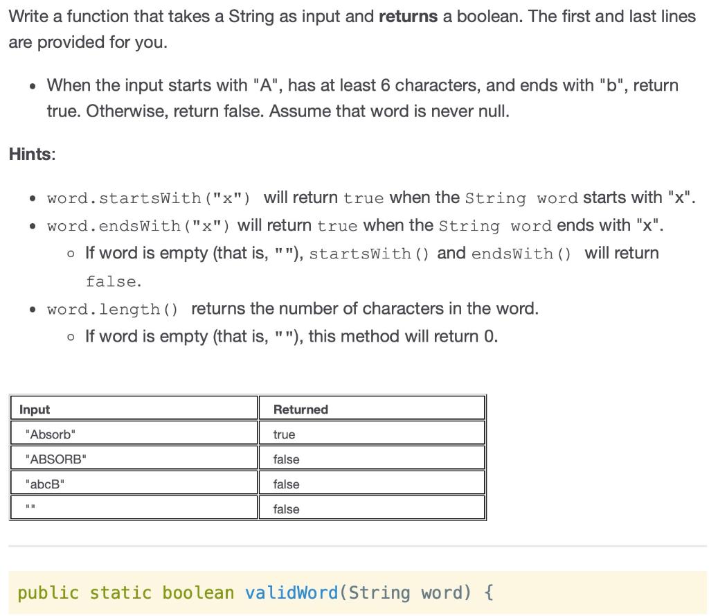 Solved Write a function that takes a String as input and | Chegg.com
