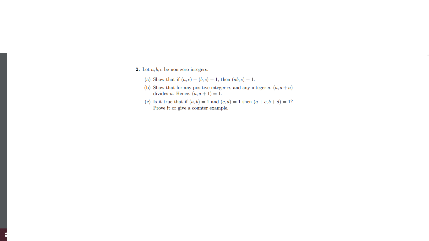 Solved 2. Let a, b, c be non-zero integers. (a) Show that if | Chegg.com