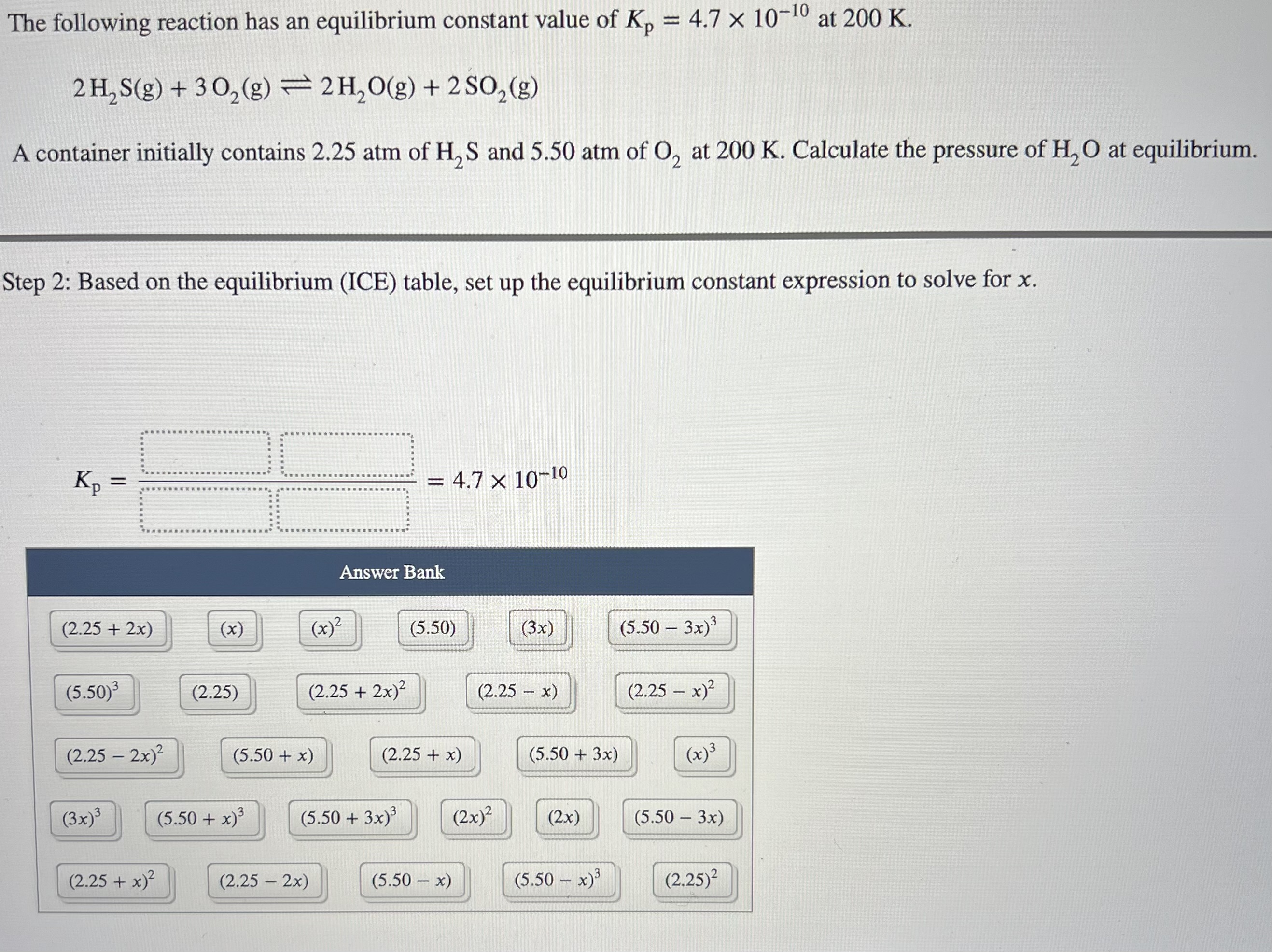 Solved The following reaction has an equilibrium constant | Chegg.com