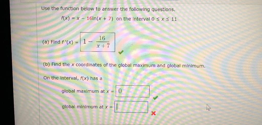Solved Use the function below to answer the following | Chegg.com