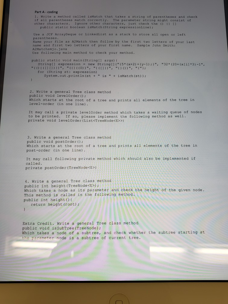 Part A - coding 1. Write a method called Match that | Chegg.com