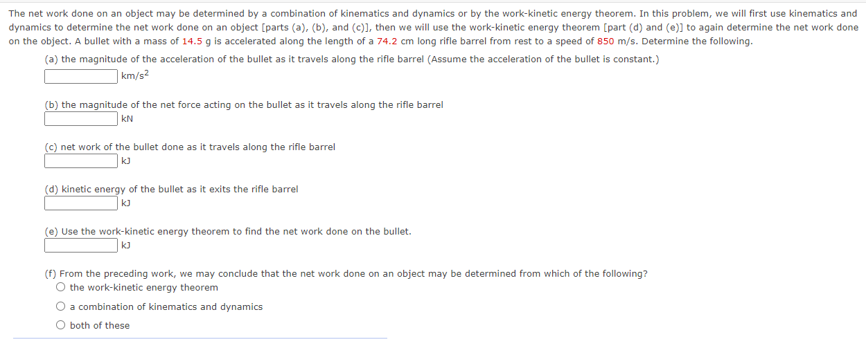 Solved The net work done on an object may be determined by a | Chegg.com