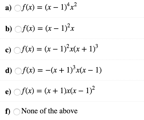 Solved Which of the following functions could correspond to | Chegg.com