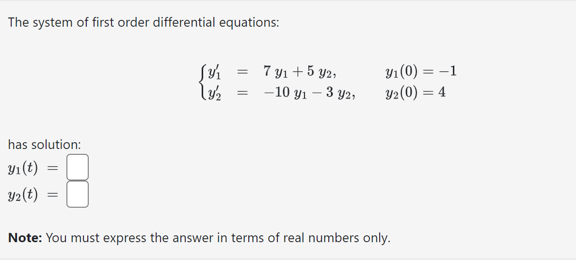 Solved The system of first order differential | Chegg.com
