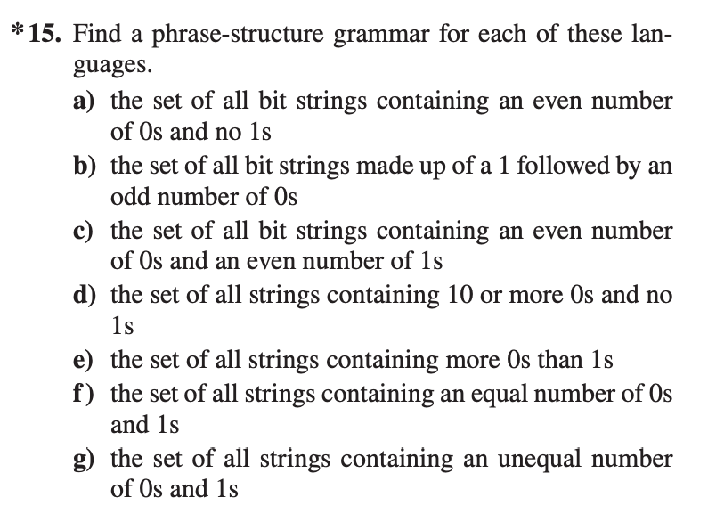 Solved *15. Find a phrase-structure grammar for each of | Chegg.com