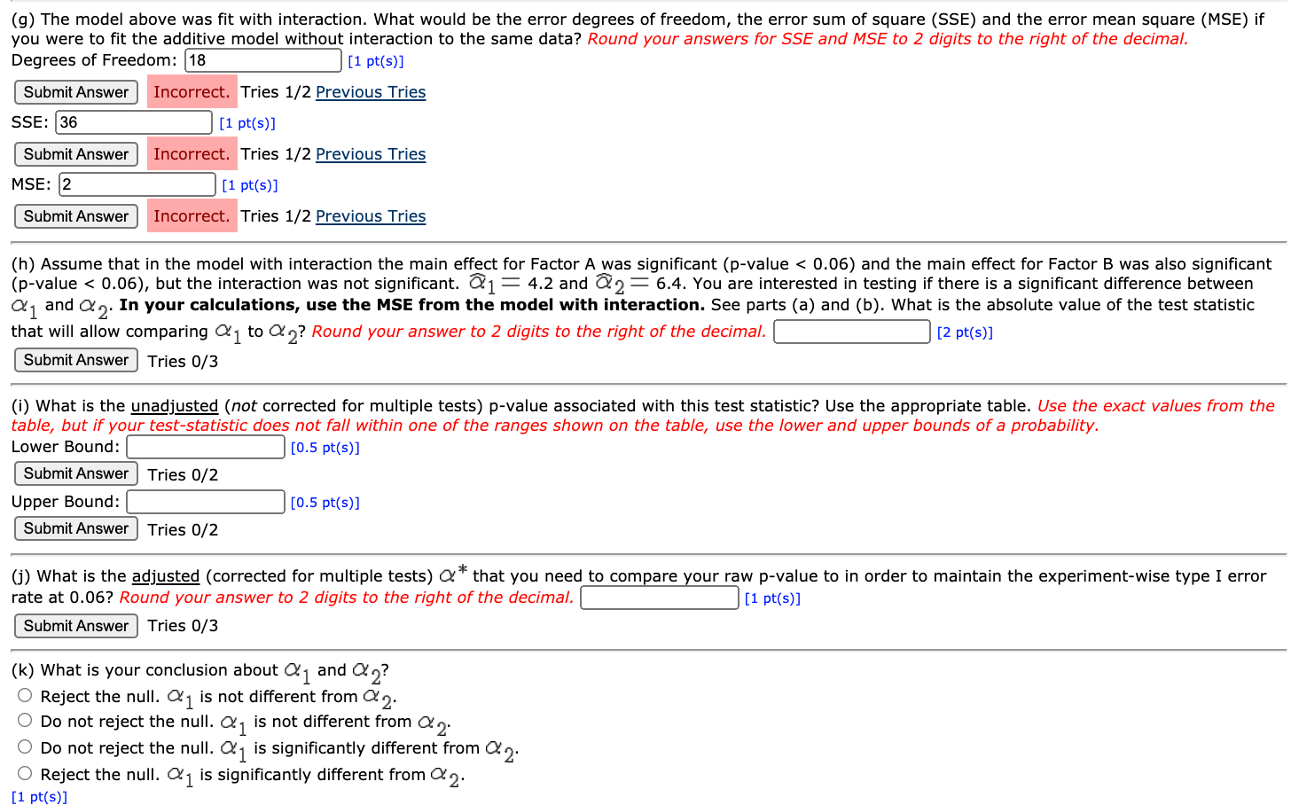 Solved A two-way analysis of variance model with interaction | Chegg.com