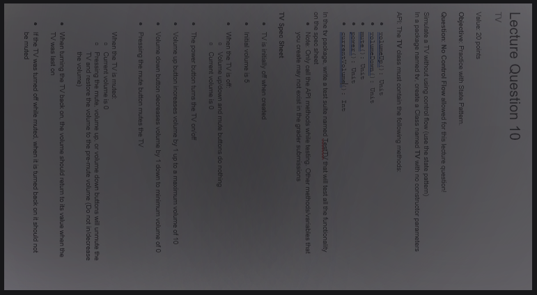 Solved Lecture Question 10 TV Value: 20 points Objective: | Chegg.com