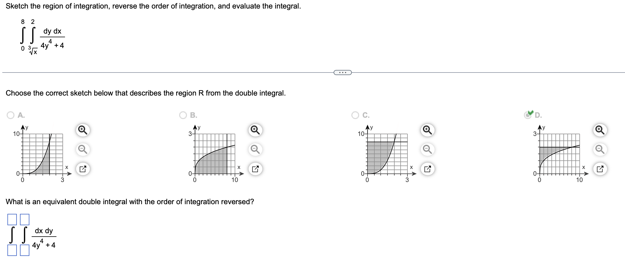 Solved Sketch The Region Of Integration Reverse The Order