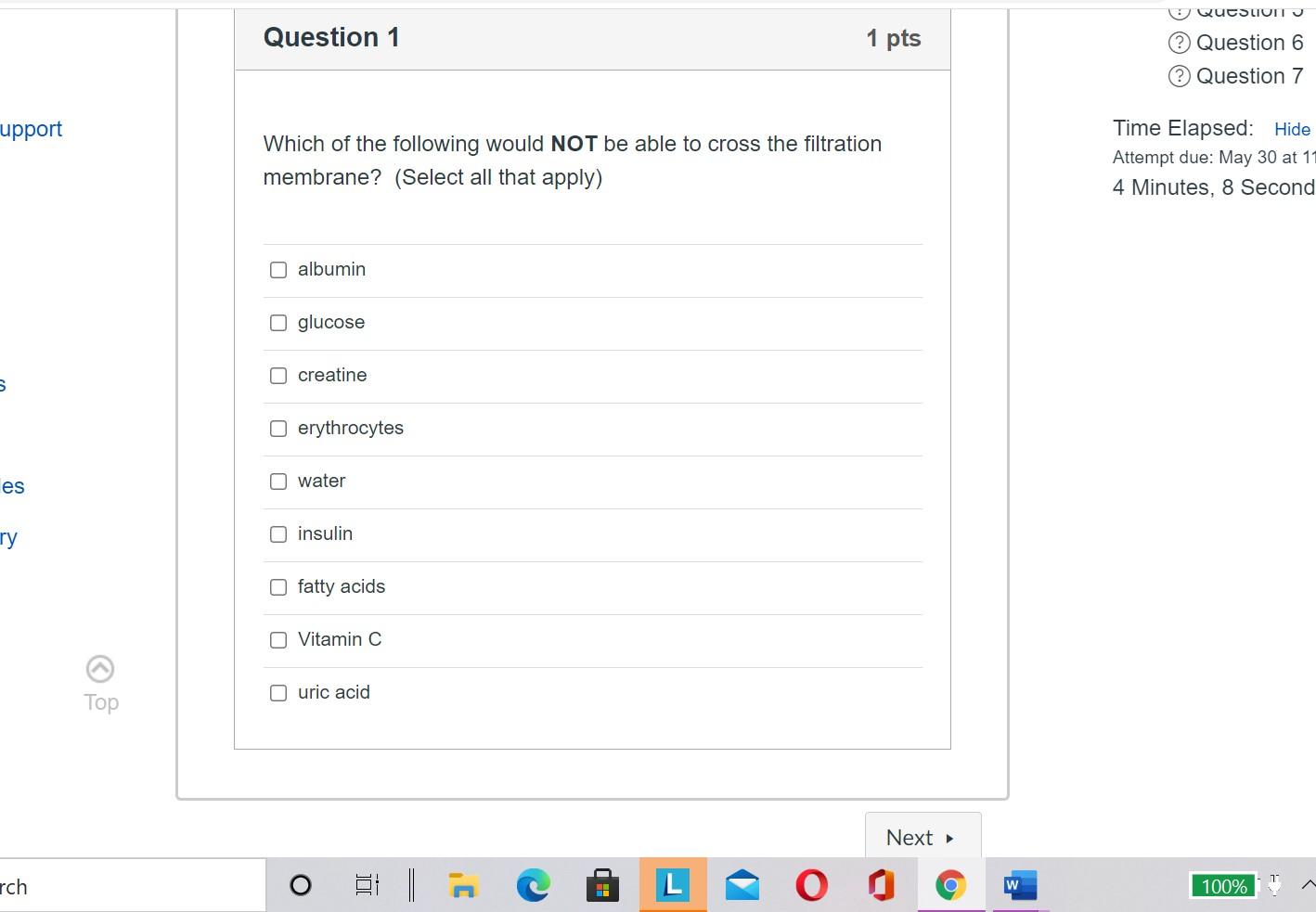 Solved QUESLUIT Question 1 1 pts Question 6 Question 7 | Chegg.com