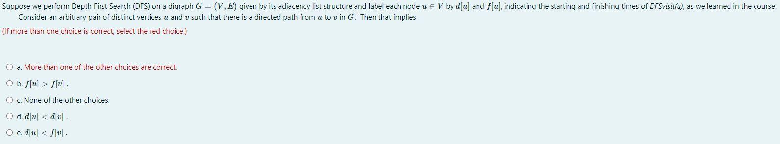 Solved Suppose we perform Depth First Search (DFS) on a | Chegg.com