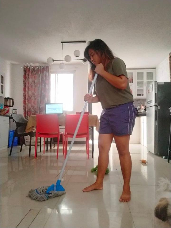 Solved The picture below shows a worker mopping the floor | Chegg.com