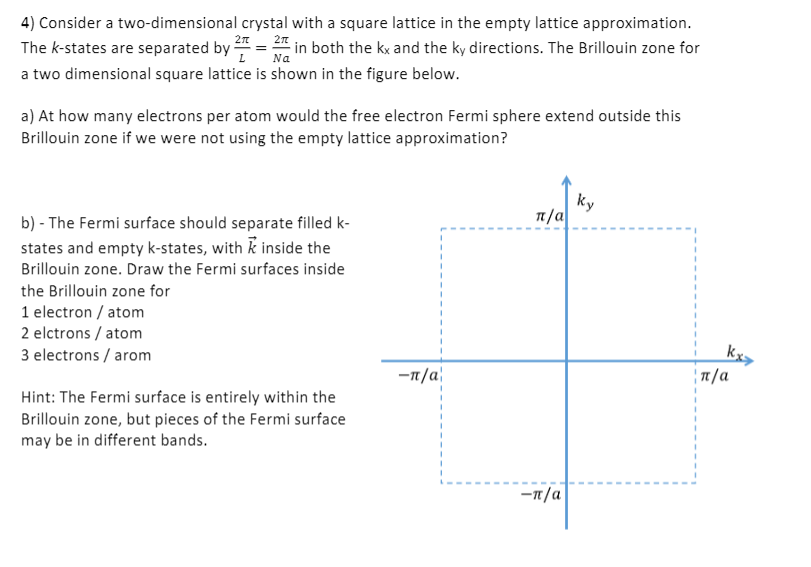 4) Consider a two-dimensional crystal with a square | Chegg.com