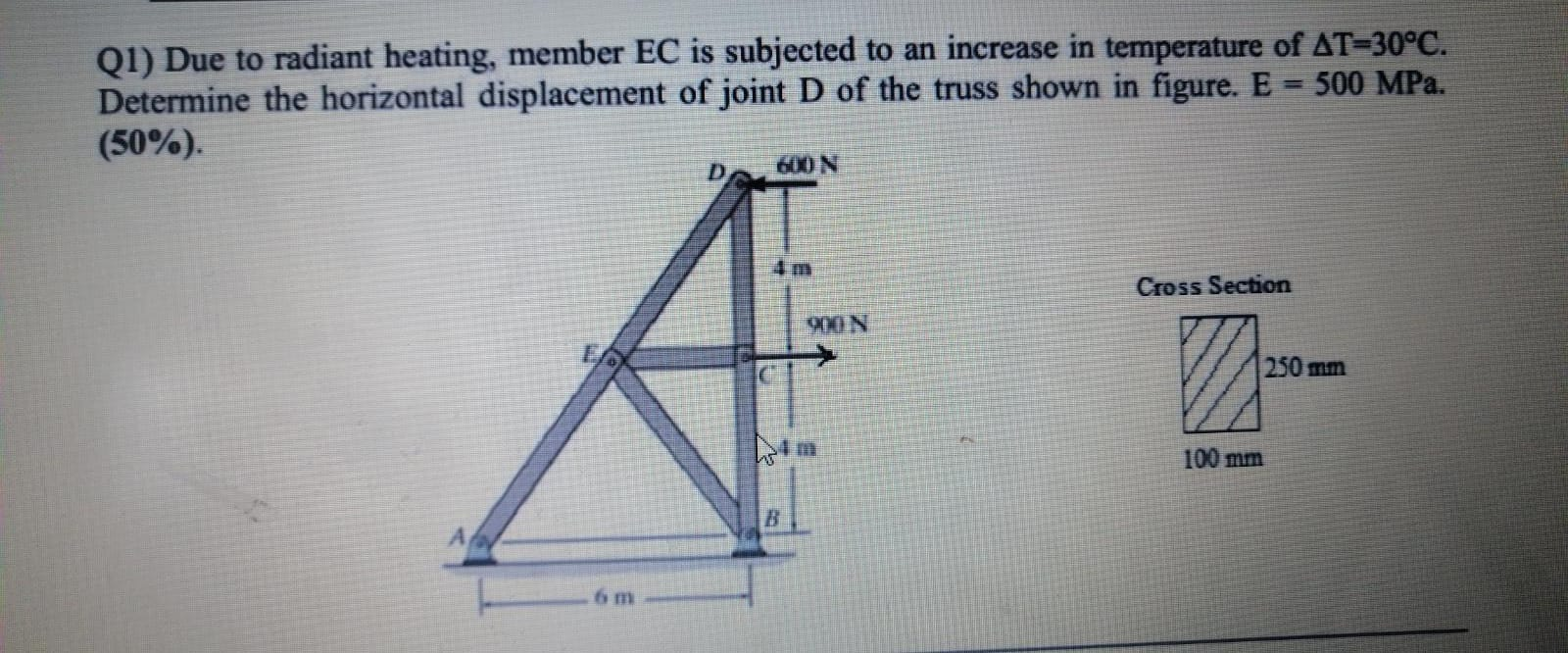 Solved (1) Due to radiant heating, member EC is subjected to | Chegg.com