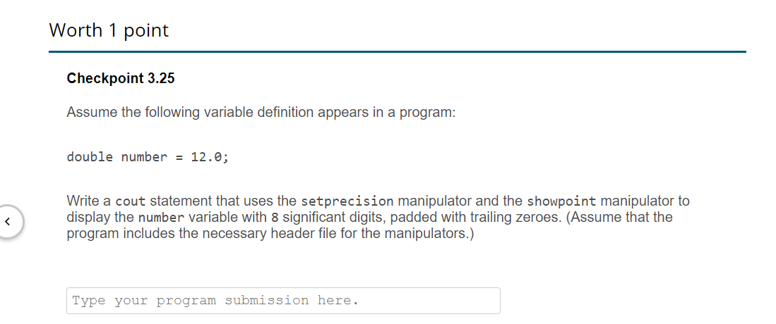 Solved Checkpoint 3.25 Assume the following variable | Chegg.com