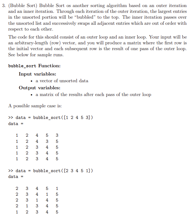 Solved 3. (Bubble Sort) Bubble Sort os another sorting | Chegg.com