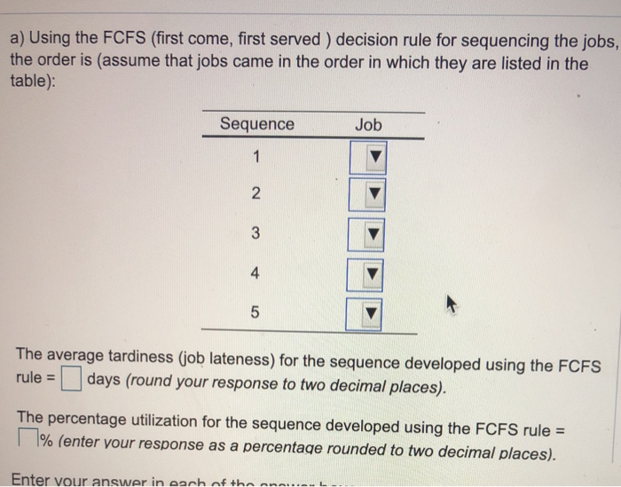 Solved a) Using the FCFS (first come, first served) | Chegg.com
