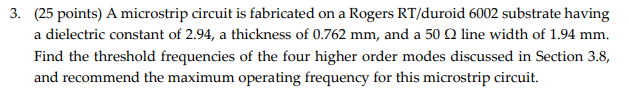 Solved ( 25 points) A microstrip circuit is fabricated on a | Chegg.com