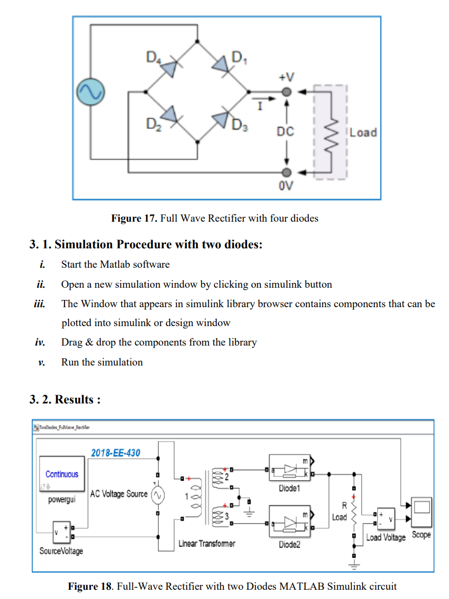 Figure 17. Full Wave Rectifier with four diodes 3. 1. | Chegg.com