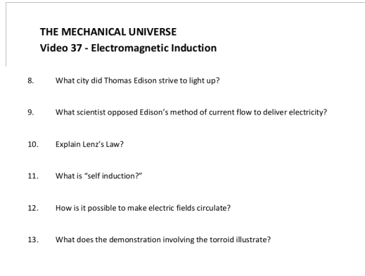 Solved THE MECHANICAL UNIVERSE Video 37 - Electromagnetic | Chegg.com