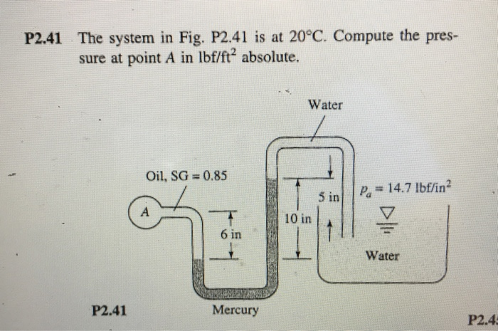 Solved P2.41 The system in Fig. P2.41 is at 20°C. Compute | Chegg.com
