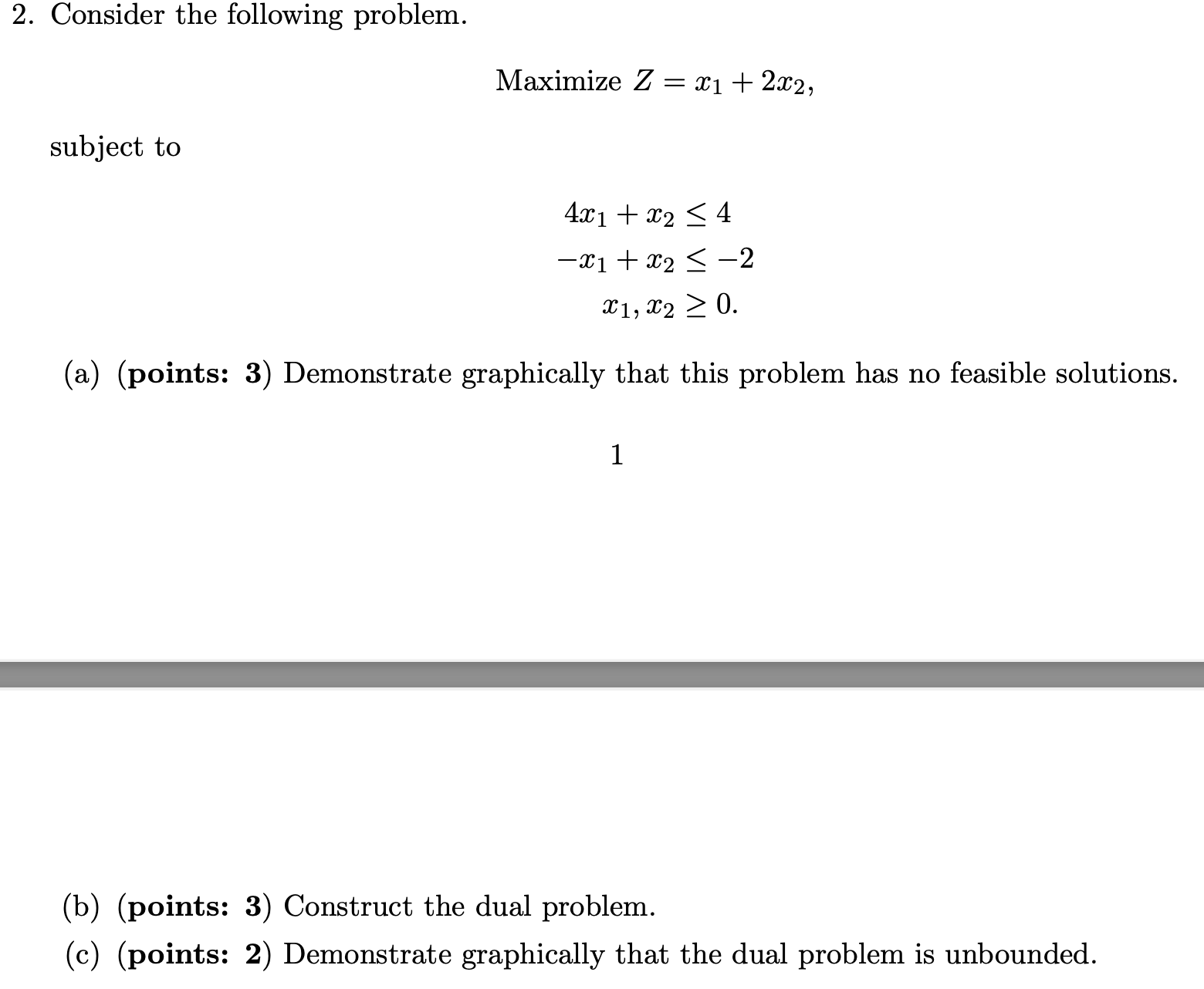 Solved 2. Consider the following problem. Maximize Z=x1+2x2 | Chegg.com