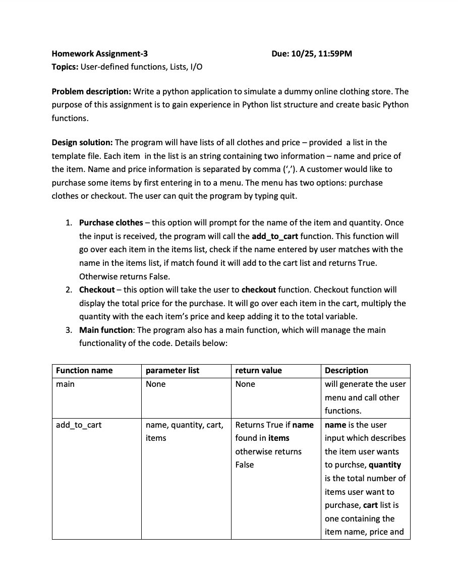 Solved Due: 10/25, 11:59PM Homework Assignment-3 Topics: | Chegg.com