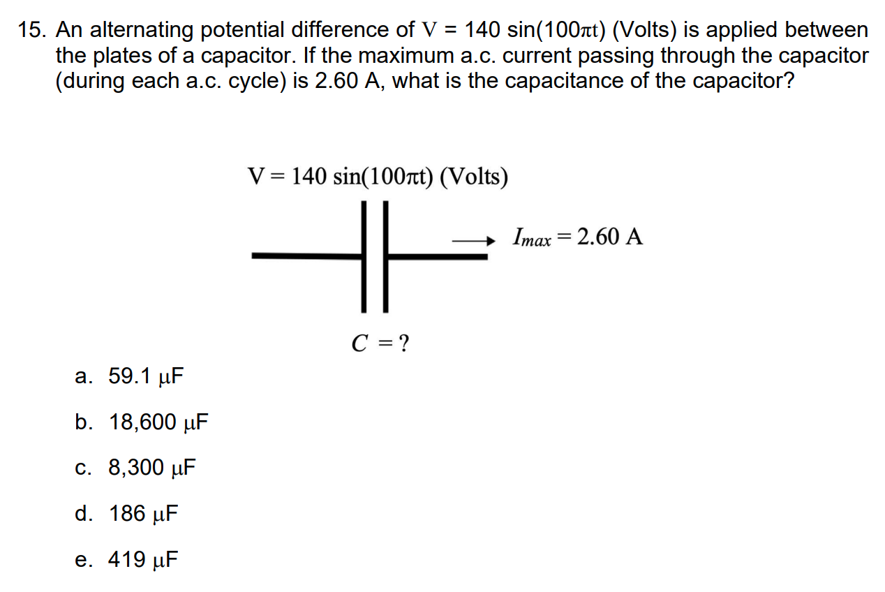 Solved An ﻿alternating potential difference | Chegg.com