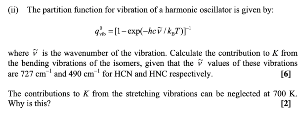 (ii) The partition function for vibration of a | Chegg.com