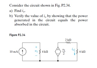 Solved Consider the circuit shown in Fig. P2.34. a) Find in | Chegg.com