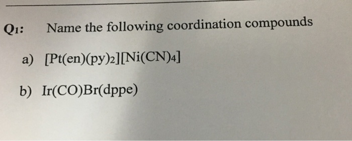 Solved Name of the following coordination compounds a) | Chegg.com