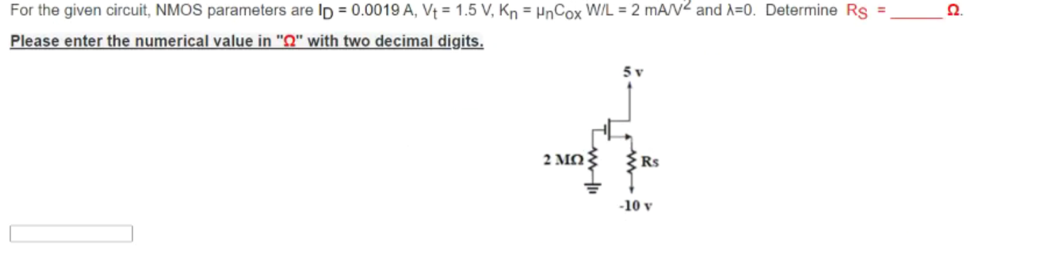 Solved For the given circuit, NMOS parameters are Ip = | Chegg.com
