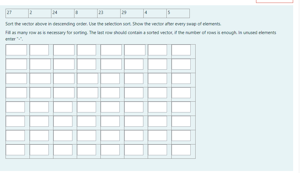 Solved Sort the vector above in descending order. Use the | Chegg.com