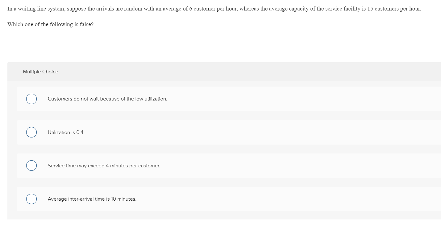 Solved In a waiting line system, suppose the arrivals are | Chegg.com