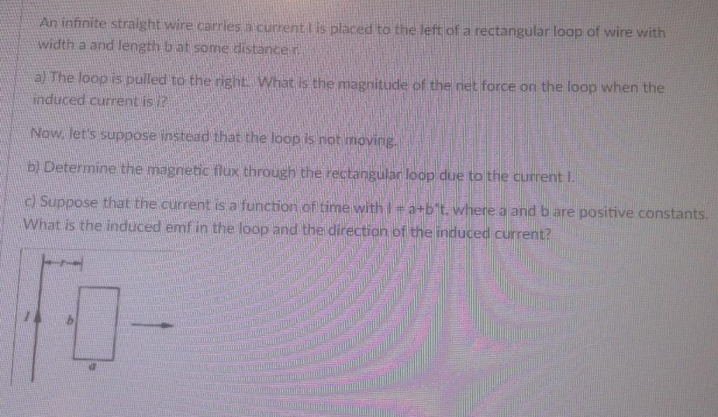 Solved An infinite straight wire carries a current is placed | Chegg.com