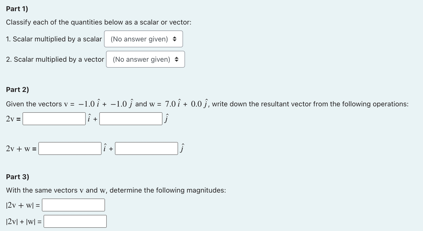 Solved Part 1) Classify each of the quantities below as a | Chegg.com