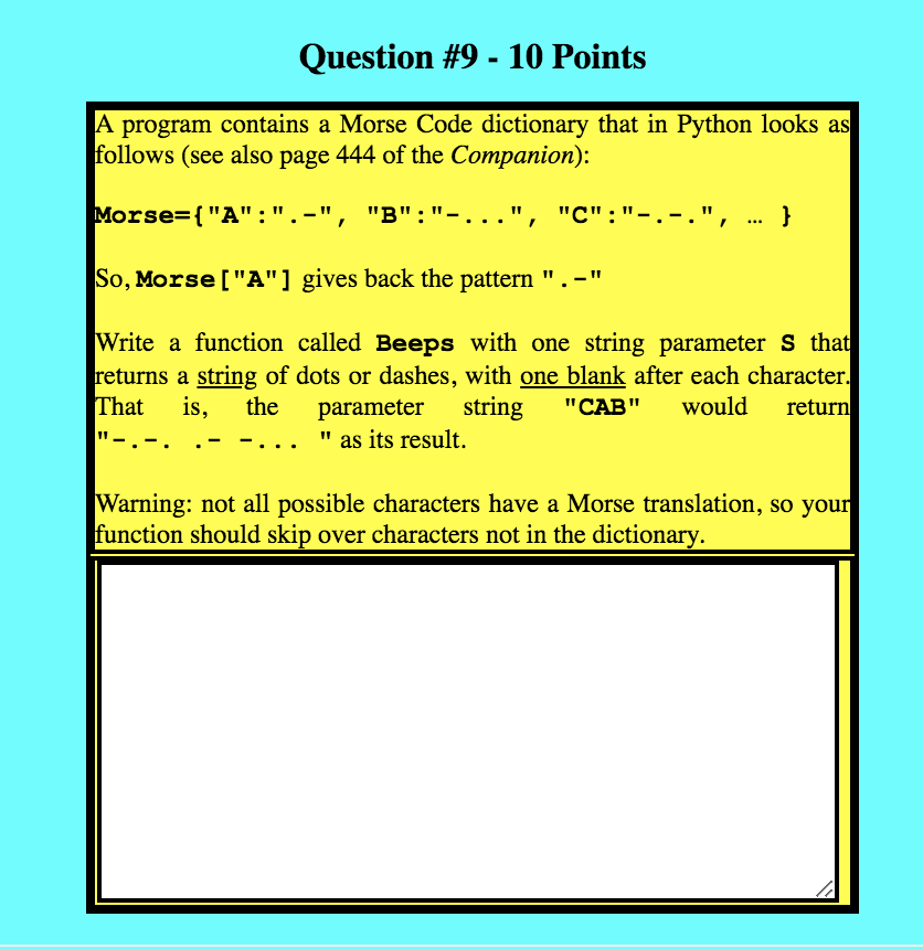 Solved Question #9 - 10 Points A program contains a Morse | Chegg.com